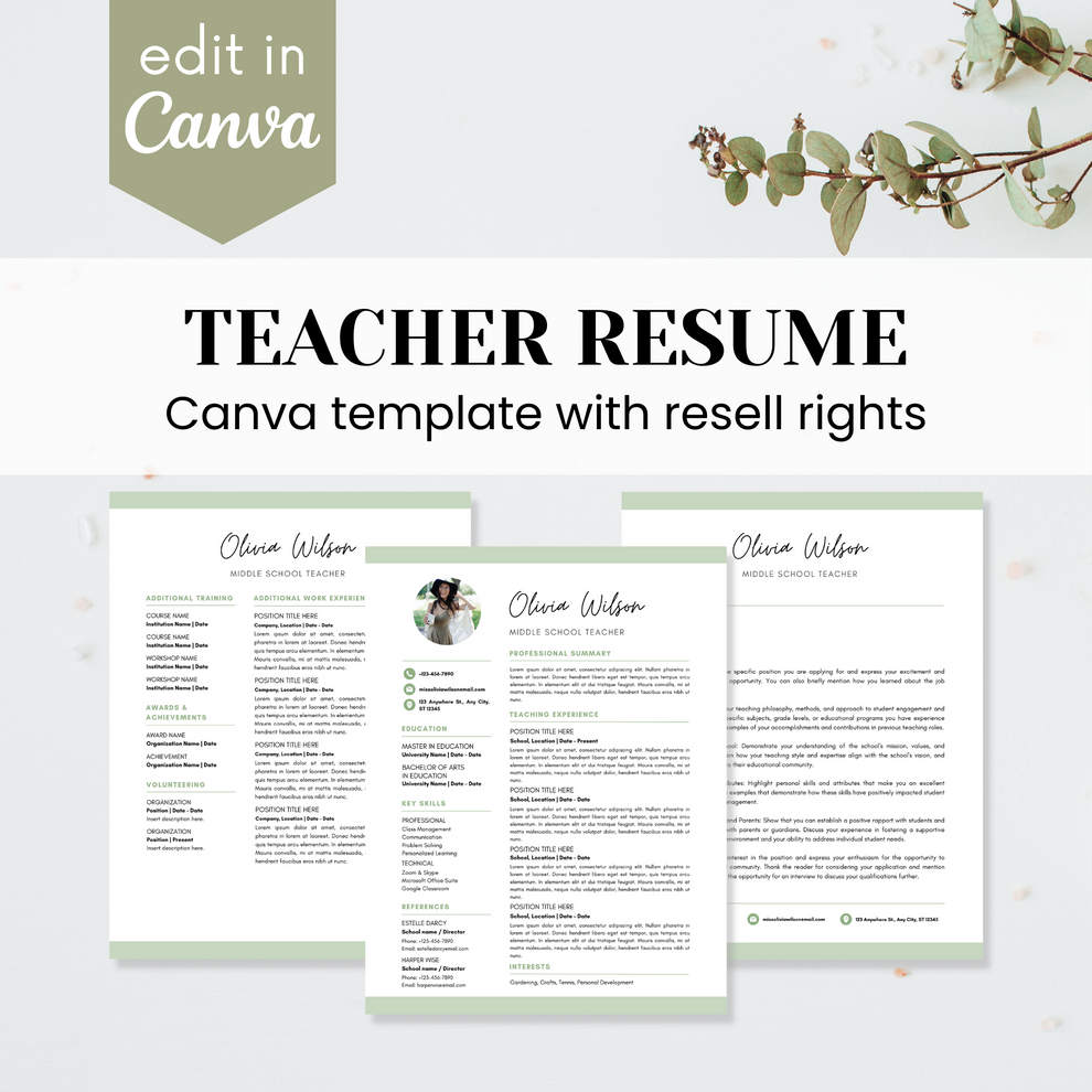 Teacher Resume Template – purposeplr