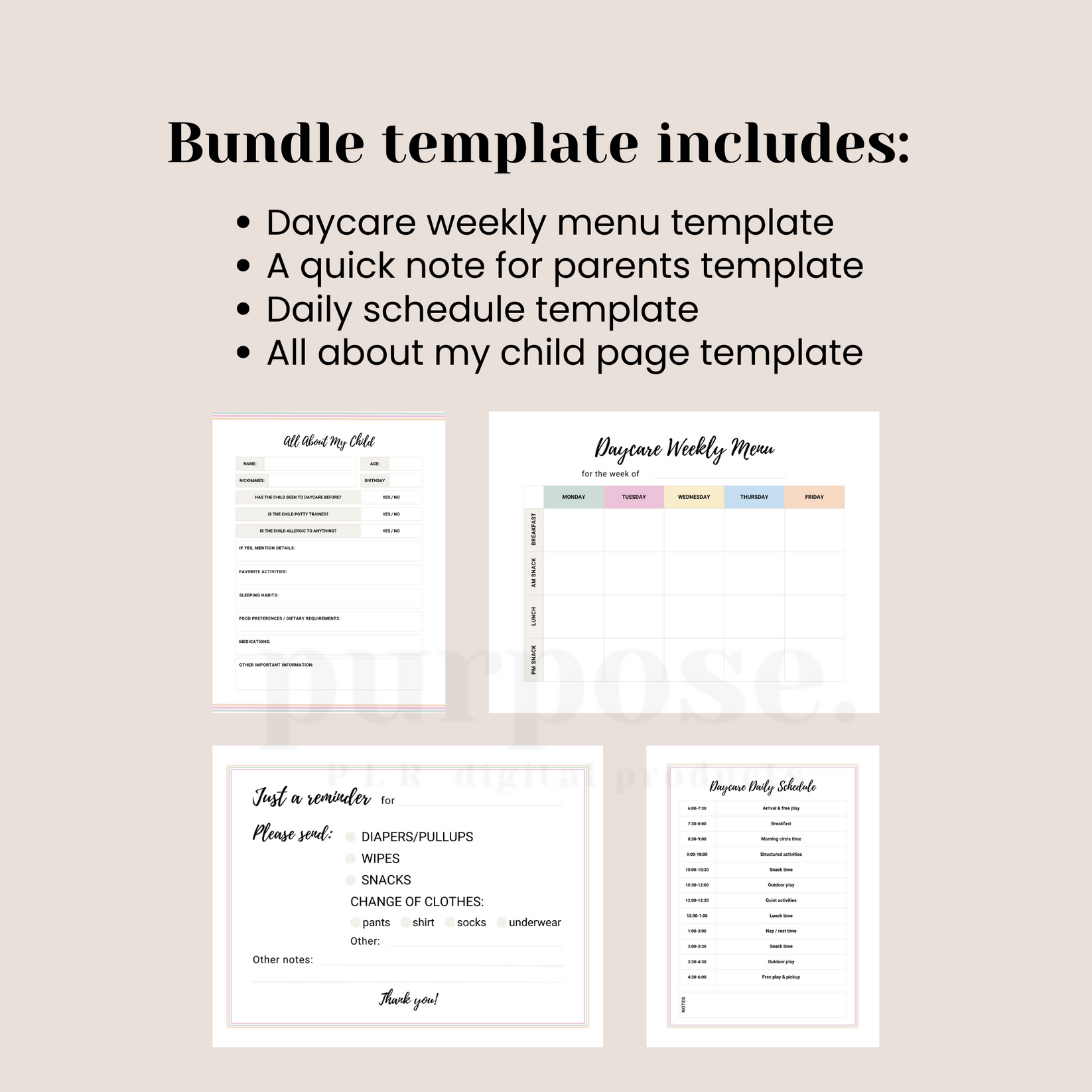 Daycare Bundle Template – purposeplr