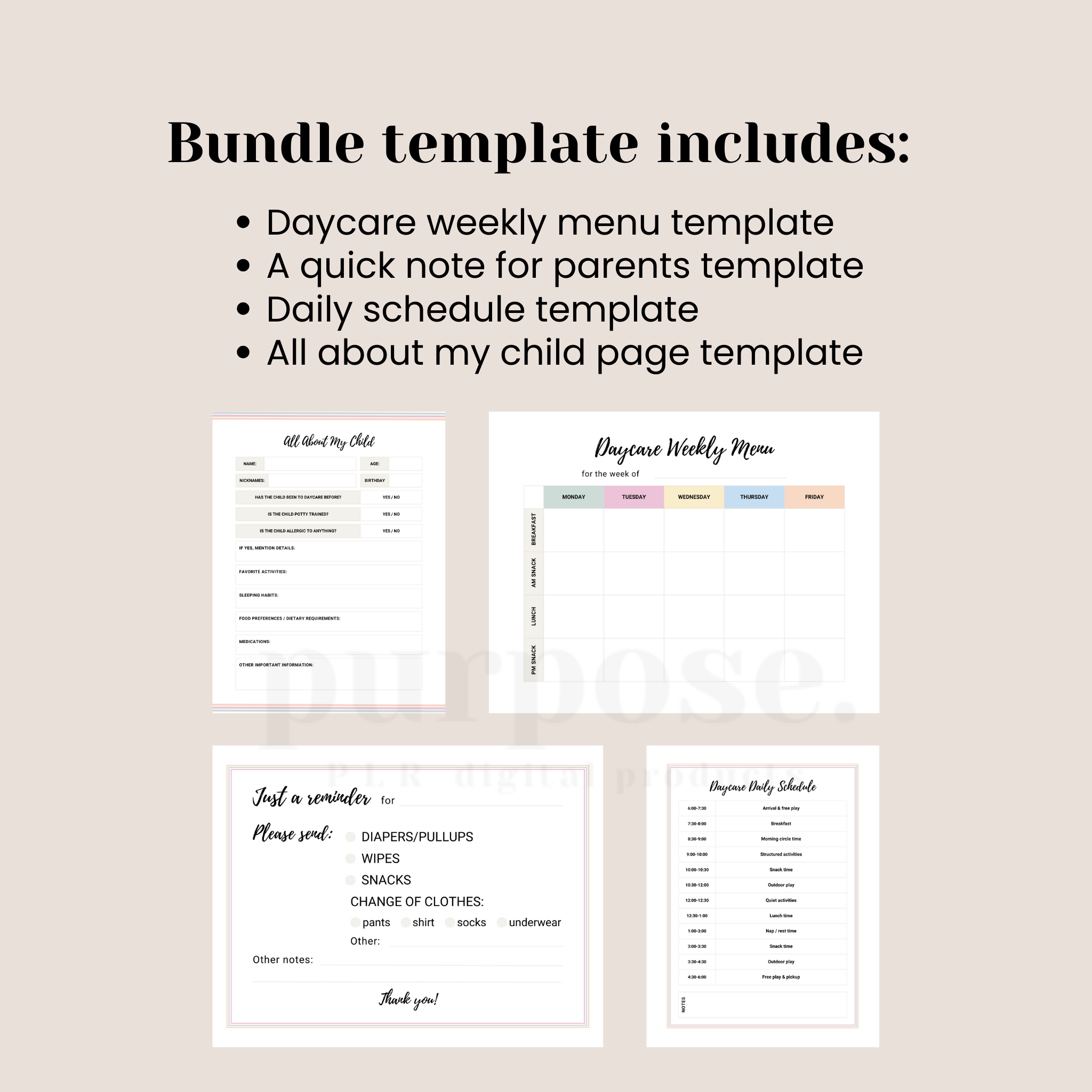 Daycare Bundle Template – purposeplr